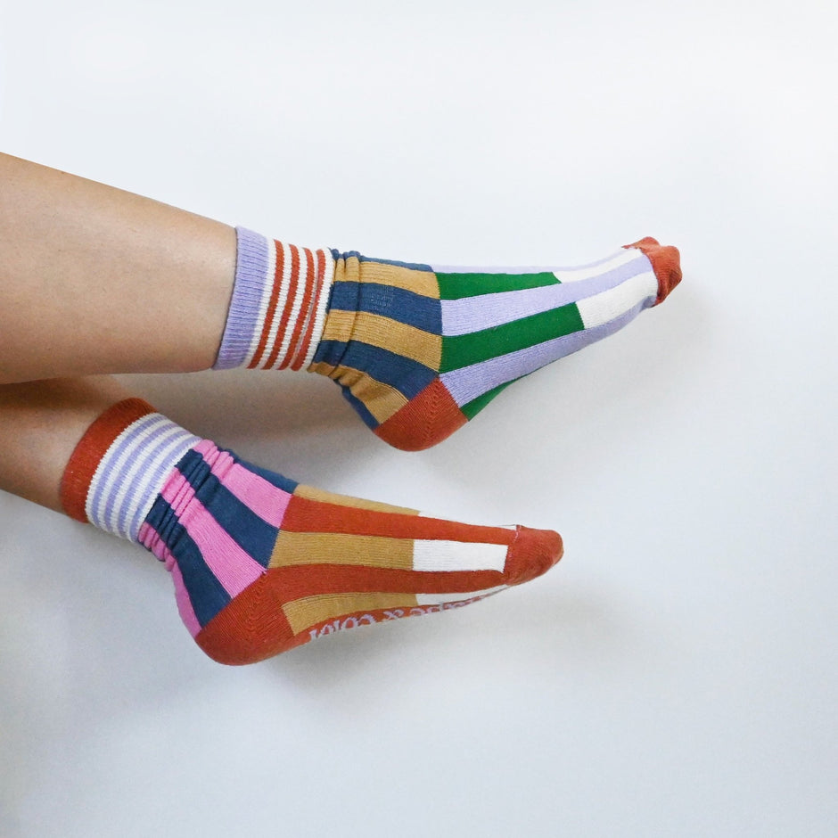Colorblock Crew Socks | Made in the USA | Shape & Color